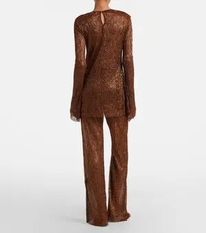 CALA DE LA CRUZ Metallic Flared Pants - Gold