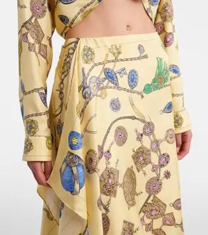 Versace Printed Silk Twill Wrap Skirt