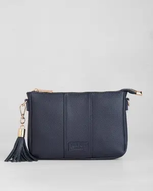 POM POM LONDON Pom Pom London City Slim Crossbody Bag Navy