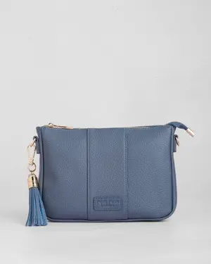 POM POM LONDON Pom Pom London City Slim Crossbody Bag Slate Blue