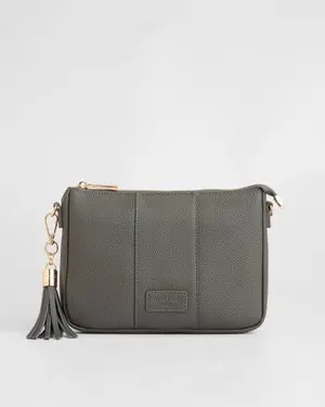 POM POM LONDON City Slim Crossbody Bag - Volcano Grey