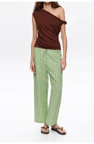 Bimba Y Lola Checked Corset Waist Trousers