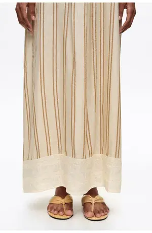 Bimba Y Lola Striped Linen Blend Midi Dress