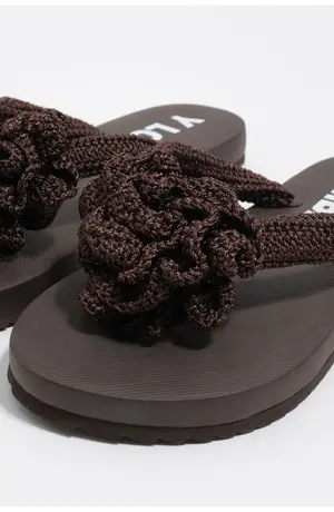Bimba Y Lola Crochet Flower Flip-flop - Dark Brown