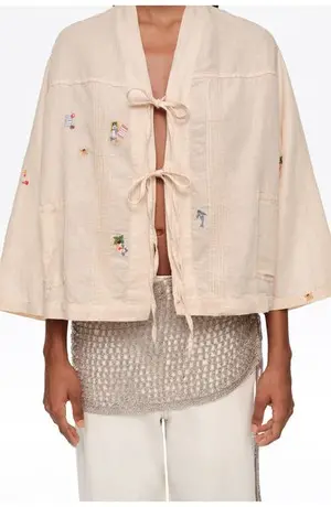 Bimba Y Lola Mini Embroidered Kimono Jacket