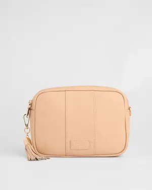 POM POM LONDON City Duo Crossbody Bag - Almond Beige