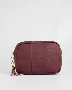 POM POM LONDON City Duo Crossbody Bag - Dark Maroon