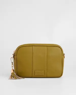 POM POM LONDON City Duo Crossbody Bag - Olive Green