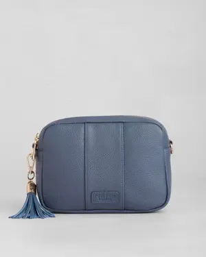 POM POM LONDON City Duo Crossbody Bag - Slate Blue