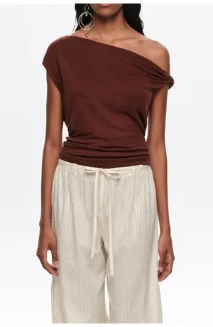 Bimba Y Lola Linen Knot-neckline Top - Brown
