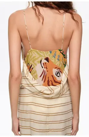 Bimba Y Lola Striped Print Sarong Midi Dress