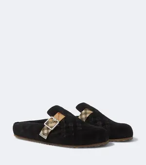 Burberry Suede Clogs - Black