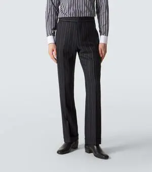 TOM FORD Striped Wool Straight Pants