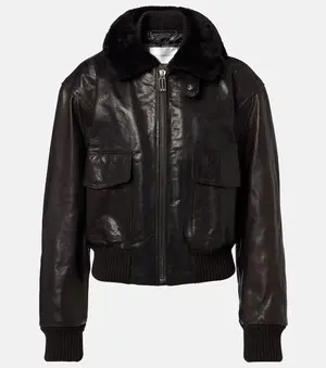 Victoria Beckham Shearling-trimmed Leather Jacket