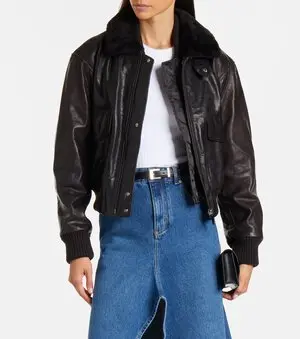 Victoria Beckham Shearling-trimmed Leather Jacket