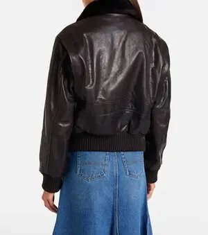 Victoria Beckham Shearling-trimmed Leather Jacket