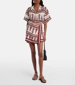 Johanna Ortiz Printed Linen Wrap Skirt