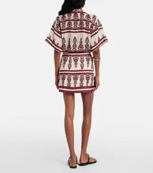 Johanna Ortiz Printed Linen Wrap Skirt
