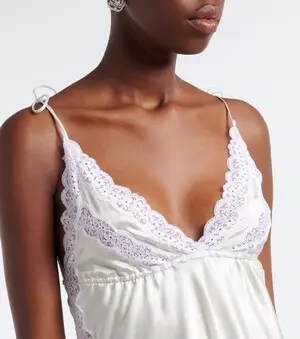 Magda Butrym Lace-trimmed Silk Satin Slip Dress - White
