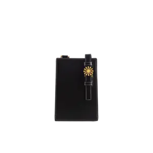 ESTHERA 1pm Leather Crossbody Bag - Black