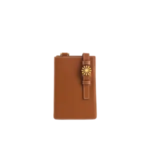 ESTHERA 1pm Leather Crossbody Bag - Caramel