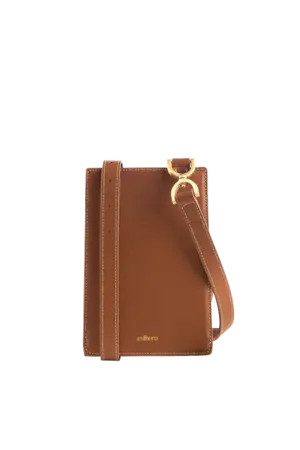 ESTHERA 1pm Leather Crossbody Bag - Caramel