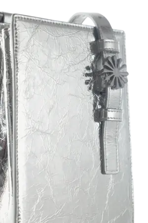 ESTHERA 1pm Leather Crossbody Bag - Silver