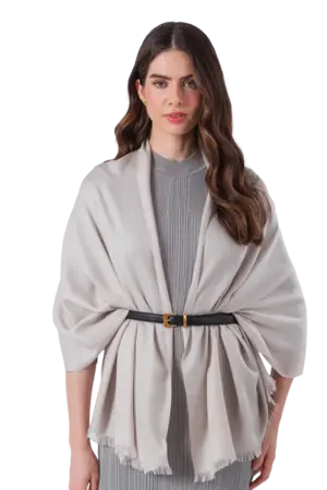 ESTHERA Wool Logo Scarf - Grey