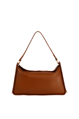 ESTHERA 10am Maxi Leather Shoulder Bag - Caramel