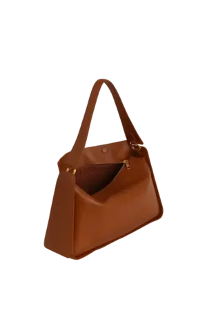 ESTHERA 10am Maxi Leather Shoulder Bag - Caramel