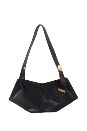 ESTHERA 1111am Leather Shoulder Bag - Black