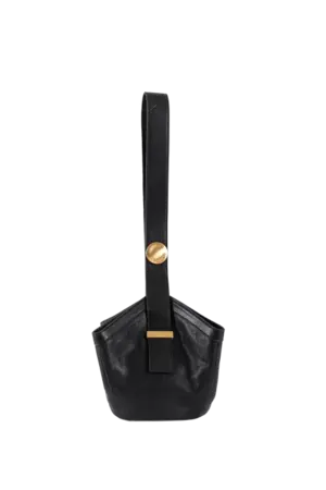 ESTHERA 1111am Leather Shoulder Bag - Black