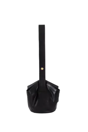 ESTHERA 1111am Leather Shoulder Bag - Black