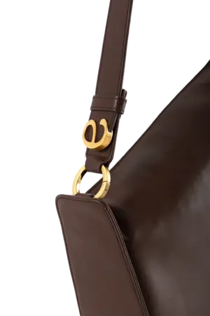 ESTHERA 10am Leather Belted Strap Bag - Coffee Brown