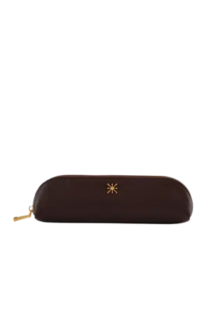 ESTHERA Leather Pencil Case - Coffee Brown