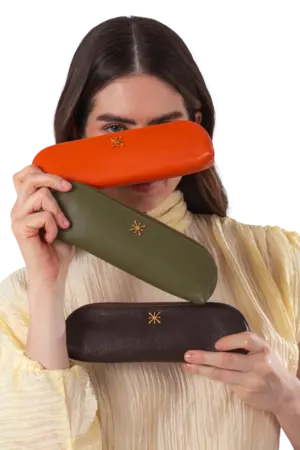 ESTHERA Leather Pencil Case - Coffee Brown