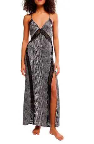 Free People Intimately Fp Some Kind Of Love Maxi Print Nightgown - Onyx Combo