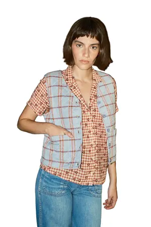 Ace & Jig Reversible Quilted V-neck Vest - Eyeshadow