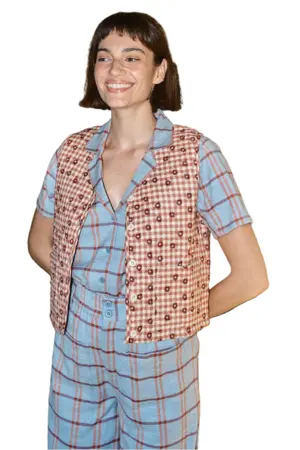 Ace & Jig Reversible Quilted V-neck Vest - Sandbox
