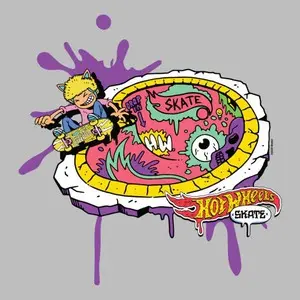 HOT WHEELS Animated Skating Badge Graphic T-shirt