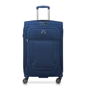 81028242 Delsey Helium Dlx Checked-medium 25 Inch Softside Expandable Luggage With Spinner Wheels - Navy Blue