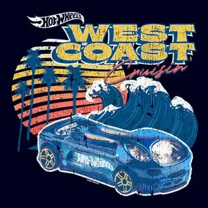 HOT WHEELS Distressed West Coast Wave Graphic T-shirt
