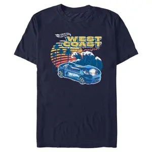 HOT WHEELS Distressed West Coast Wave Graphic T-shirt - Navy Blue