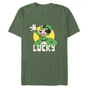 MICKEY & FRIENDS St. Patrick's Day Mickey Lucky 4 Leaf Clover Graphic T-shirt