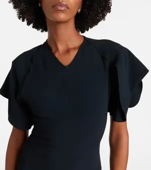Victoria Beckham Asymmetric Draped Cady Midi Dress