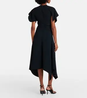 Victoria Beckham Asymmetric Draped Cady Midi Dress