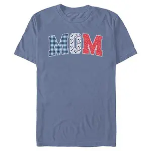 MINNIE MOUSE Mom Three Collegiate Patterns Graphic T-shirt - Blue Jean
