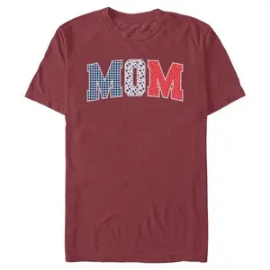 MINNIE MOUSE Mom Three Collegiate Patterns Graphic T-shirt - Brick