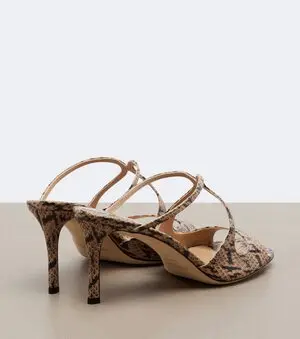 JIMMY CHOO Anise Snake-effect Leather Mules