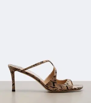 JIMMY CHOO Anise Snake-effect Leather Mules